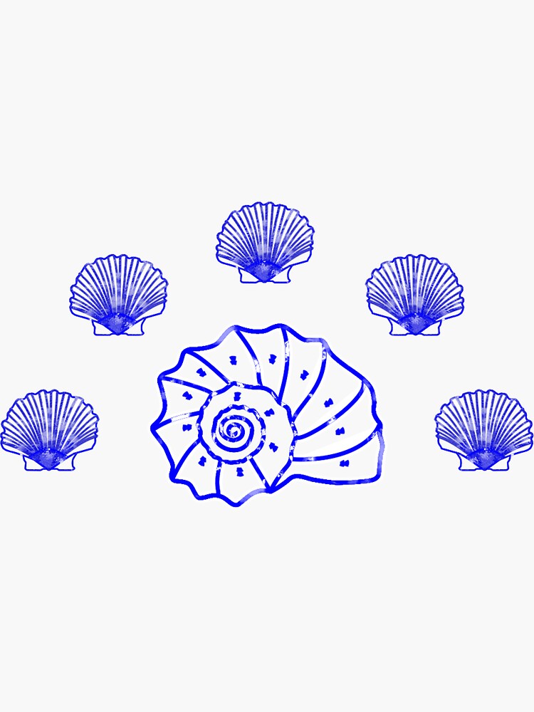 "Sea shells in blue color" Sticker for Sale by VeganGuitarizm | Redbubble