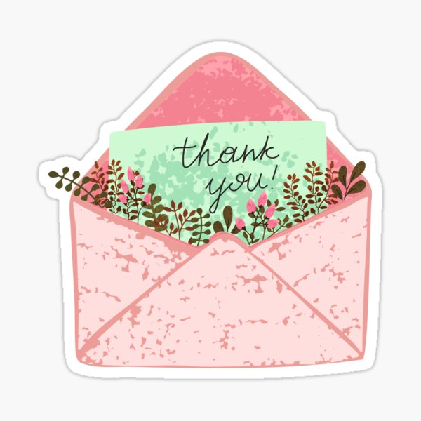 "Thank You Floral Letter" Sticker for Sale by redbubblesireen | Redbubble