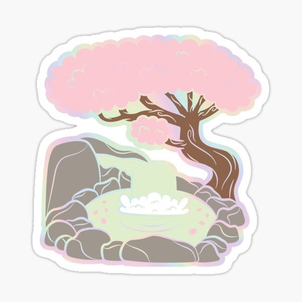 "Spring pastel onsen" Sticker for Sale by Maiyunbby | Redbubble