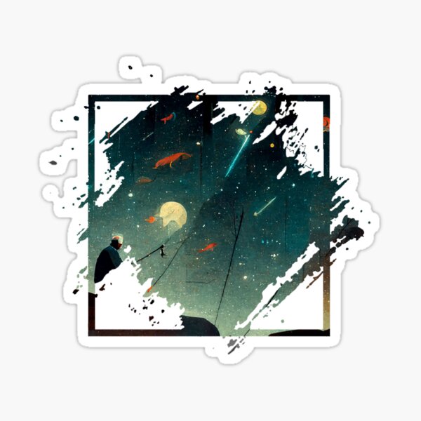 "Fishing In The Sky" Sticker for Sale by AiFantasy | Redbubble