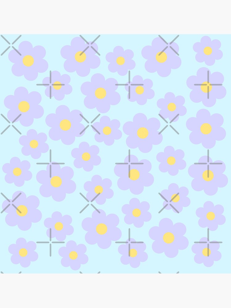 "Violet Cute Daisy Pattern Light Blue Background" Sticker for Sale by ...