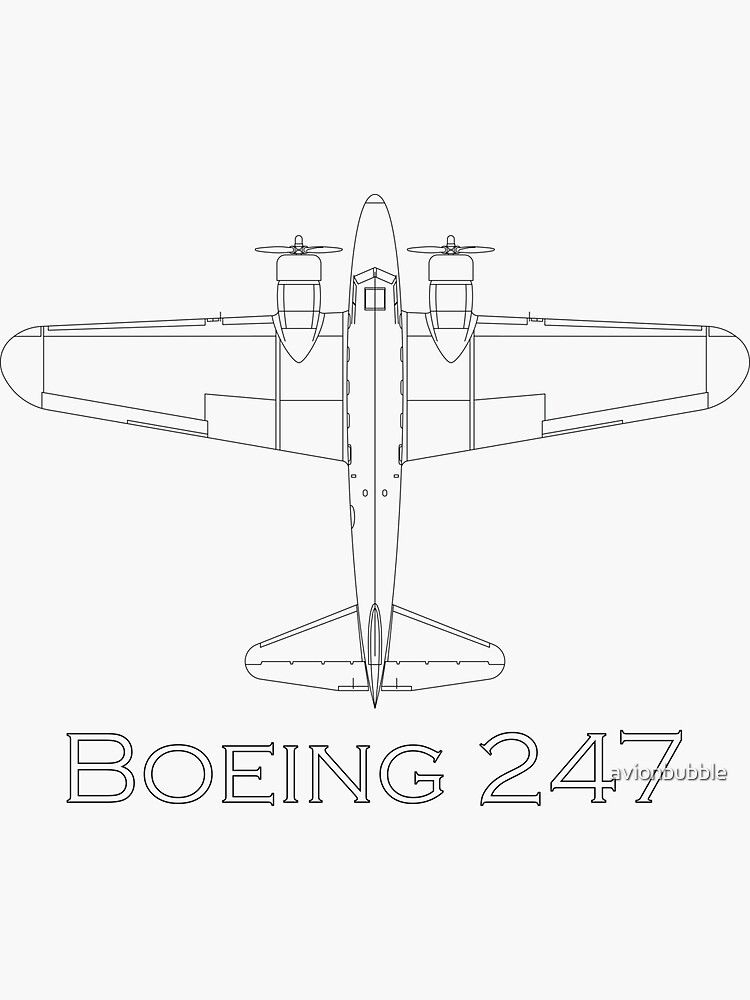 "The Boeing Model 247 design" Sticker for Sale by avionbubble | Redbubble