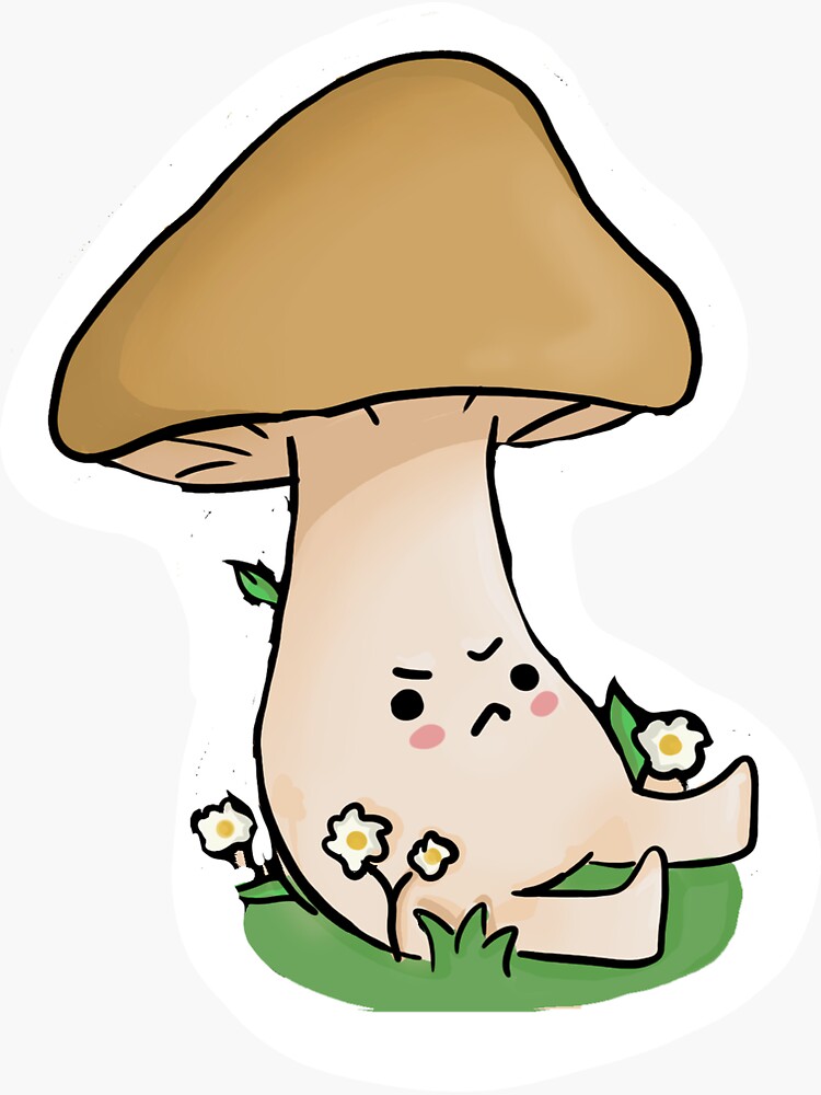 "cute grumpy mushroom drawing" Sticker for Sale by TeaCat- | Redbubble