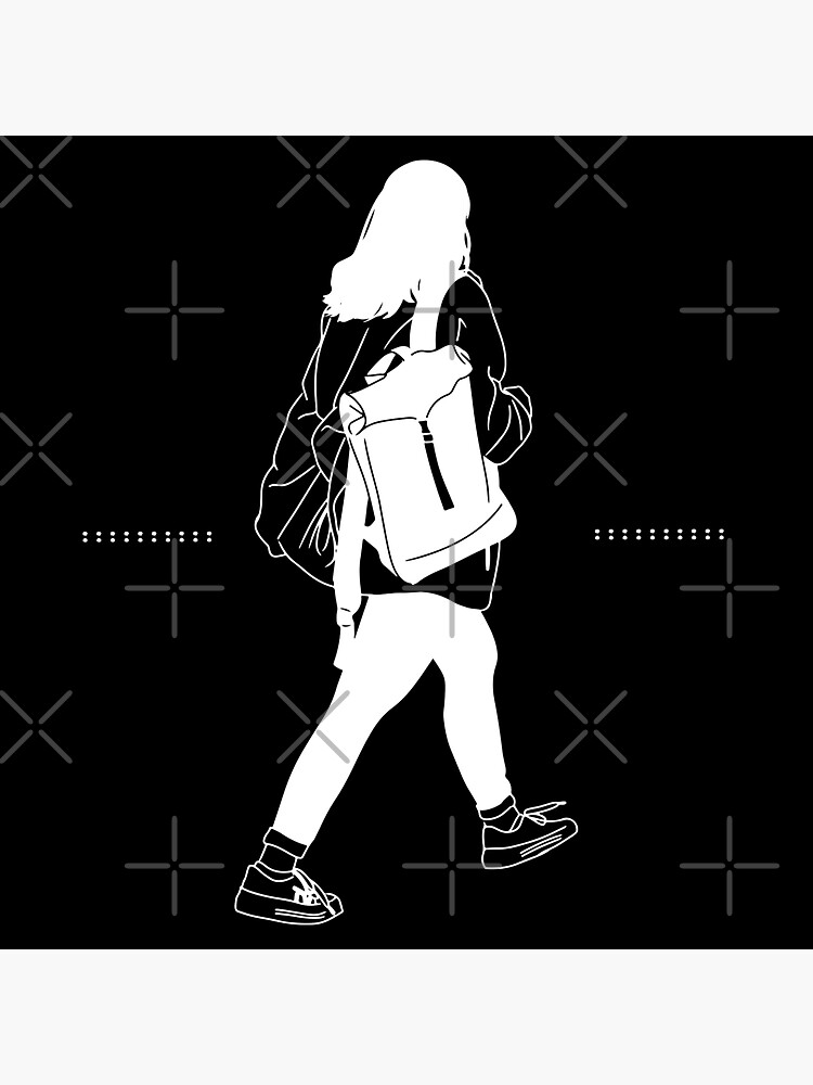 "Girl With Backpack: Black and White" Sticker for Sale by stickersstill ...