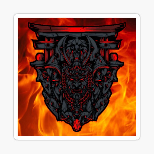 "Flaming Dark Samurai Head" Sticker for Sale by CrossThunder | Redbubble
