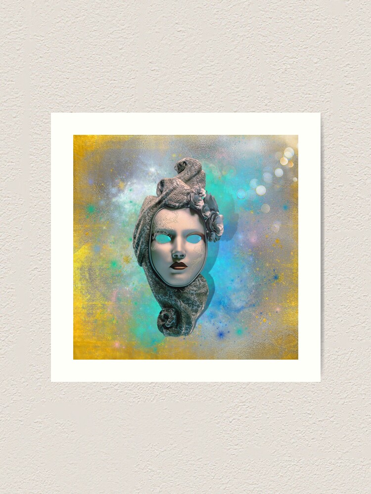 "Haunting Mask... A beautiful design of a floating mask with a blue ...