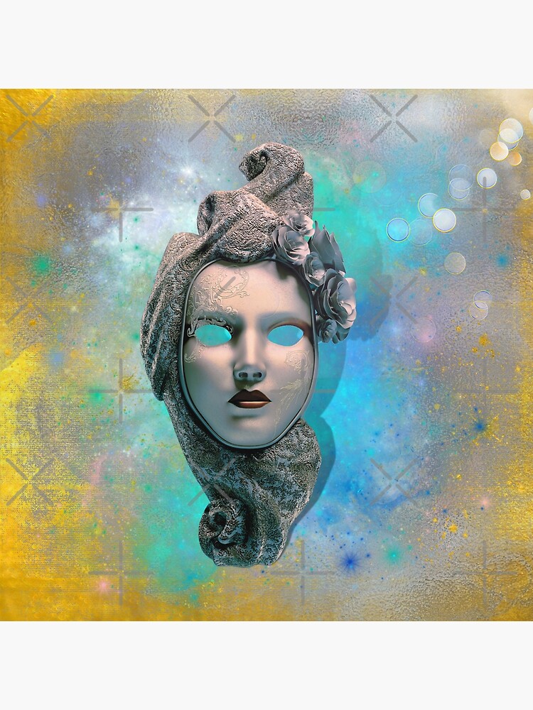 "Haunting Mask... A beautiful design of a floating mask with a blue ...