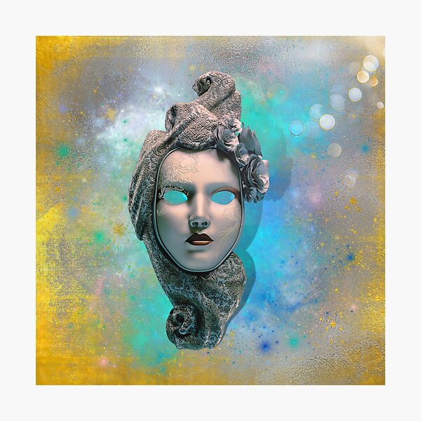 "Haunting Mask... A beautiful design of a floating mask with a blue ...