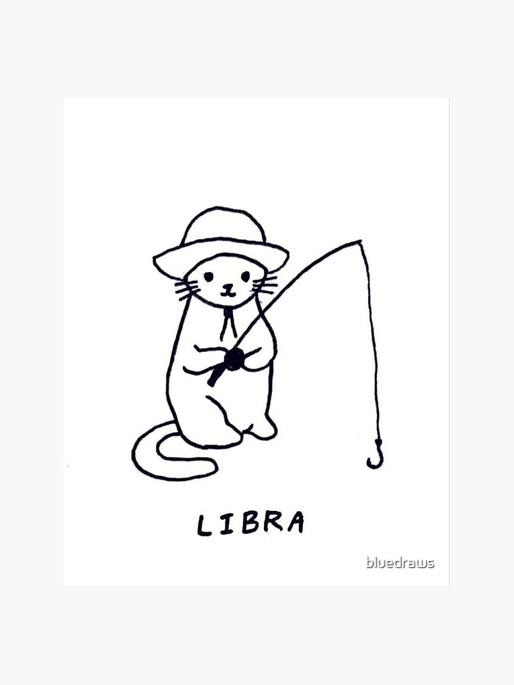 "Libra Cat Fishing Cute Zodiac" Sticker for Sale by bluedraws | Redbubble