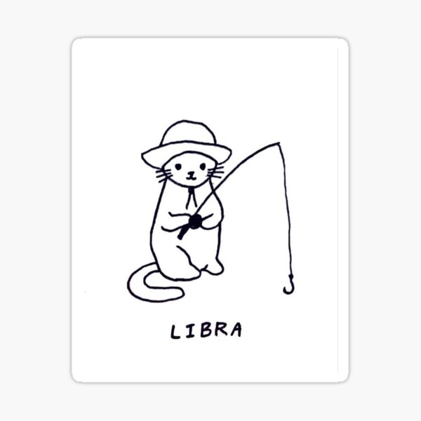"Libra Cat Fishing Cute Zodiac" Sticker for Sale by bluedraws | Redbubble