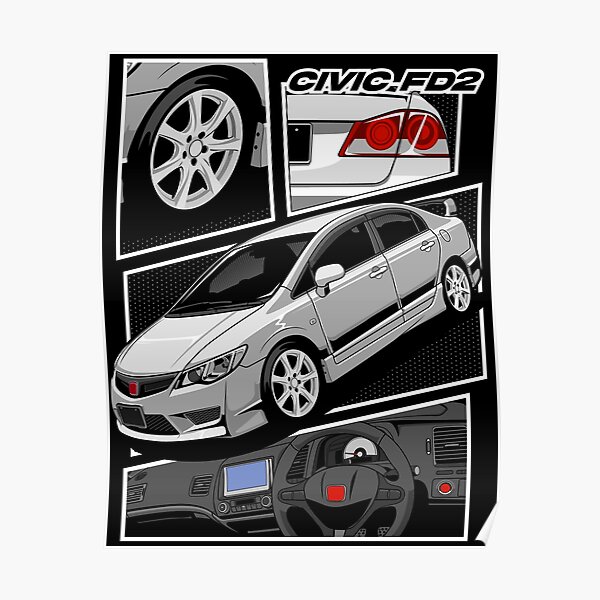 "Civic FD2 Type R" Poster for Sale by haiproject | Redbubble