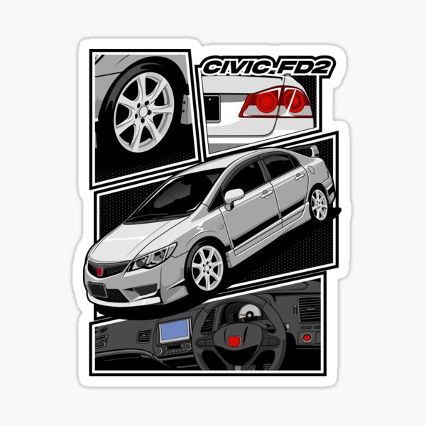 "Civic FD2 Type R" Sticker for Sale by haiproject | Redbubble