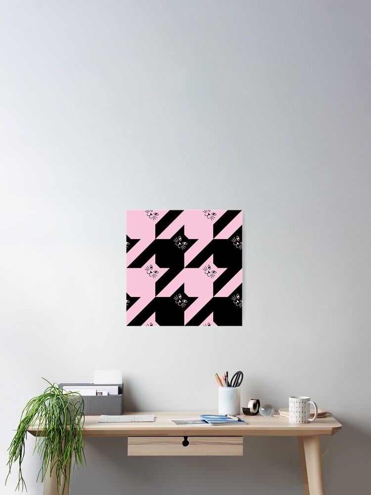 Catstooth Black and Pink Cat Houndstooth Pattern Catstooth Black and Pink Cat Houndstooth Pattern