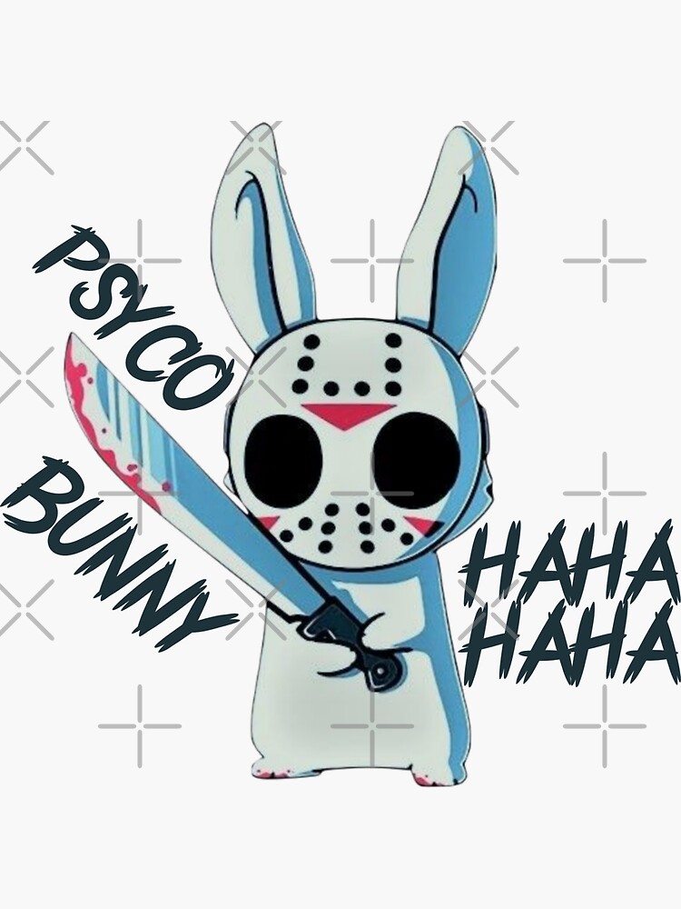 "Psycho Bunny - killer rabbit" Sticker for Sale by Rayyani | Redbubble