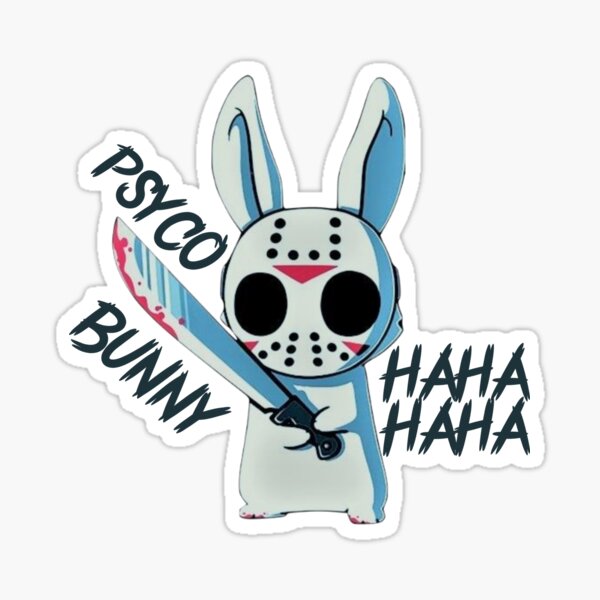 "Psycho Bunny - killer rabbit" Sticker for Sale by Rayyani | Redbubble