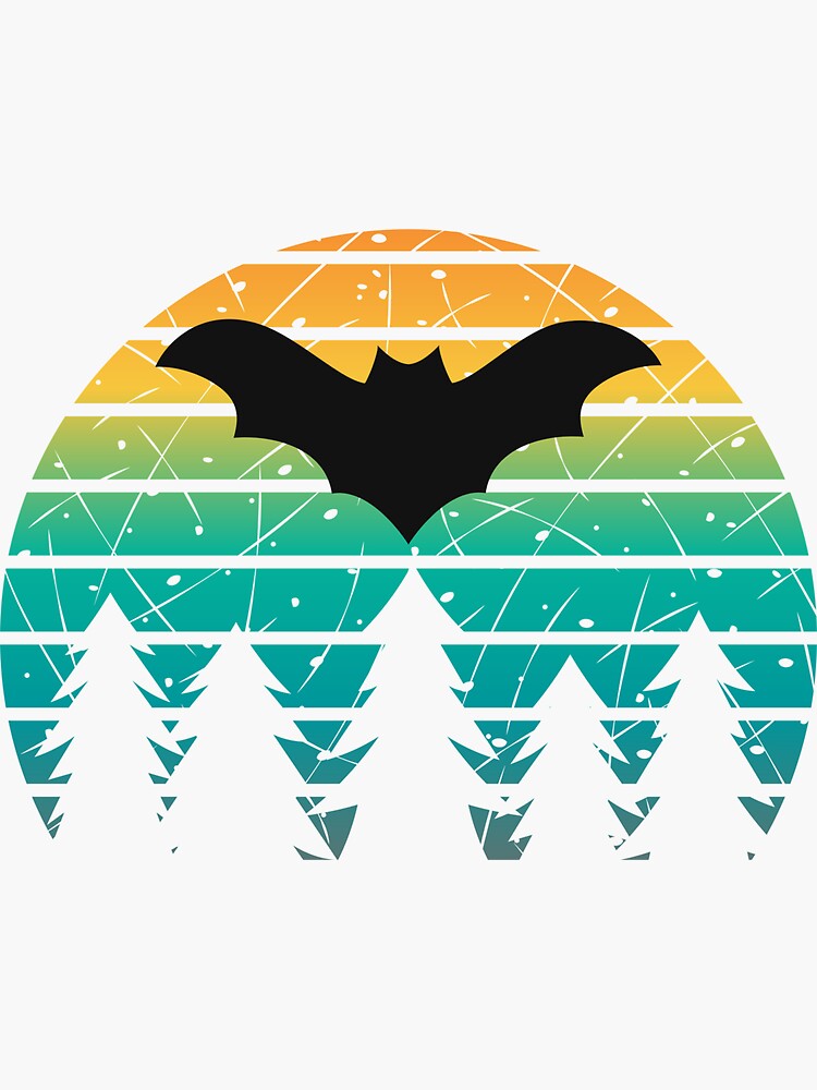 "bats are cool bat appreciation month retro sunset bat " Sticker for ...