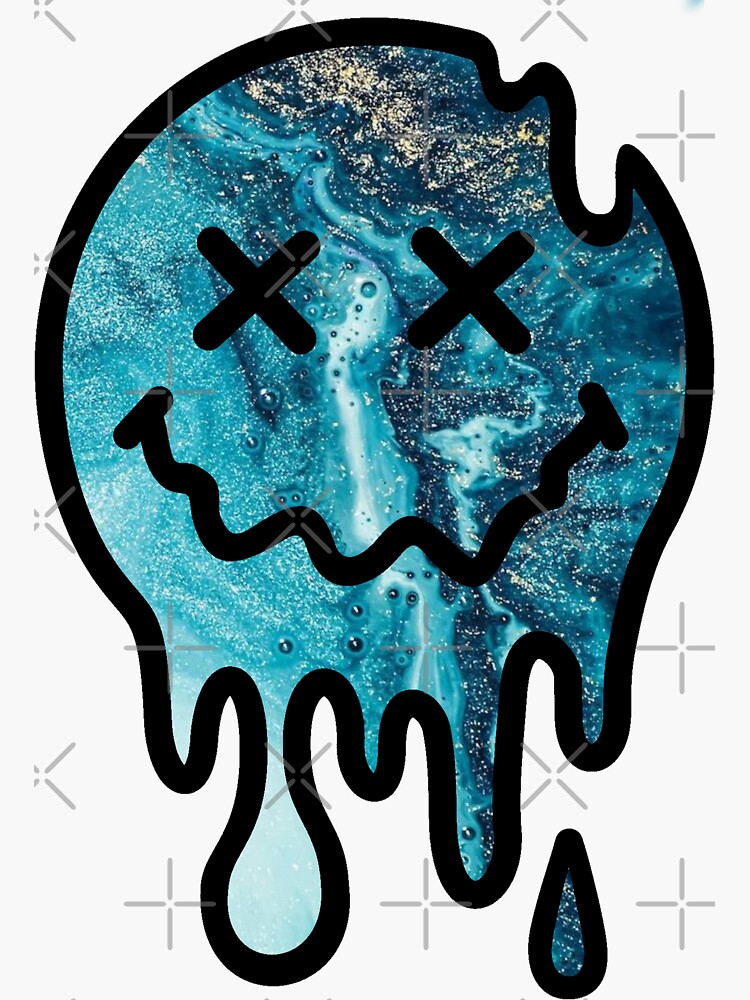 "Blue Marble Melting Smiley Face" Sticker for Sale by Lil-Bit-Batty ...