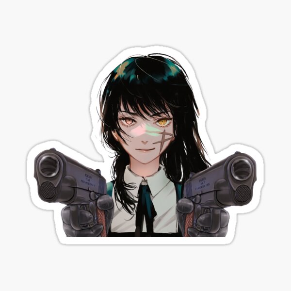 "Asa Mitaka with a Gun" Sticker for Sale by Animechip | Redbubble