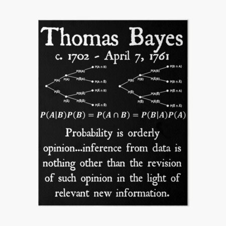 "Thomas Bayes Statistics Chance Probability Mathematics Quote Vintage Math Design on Black ...