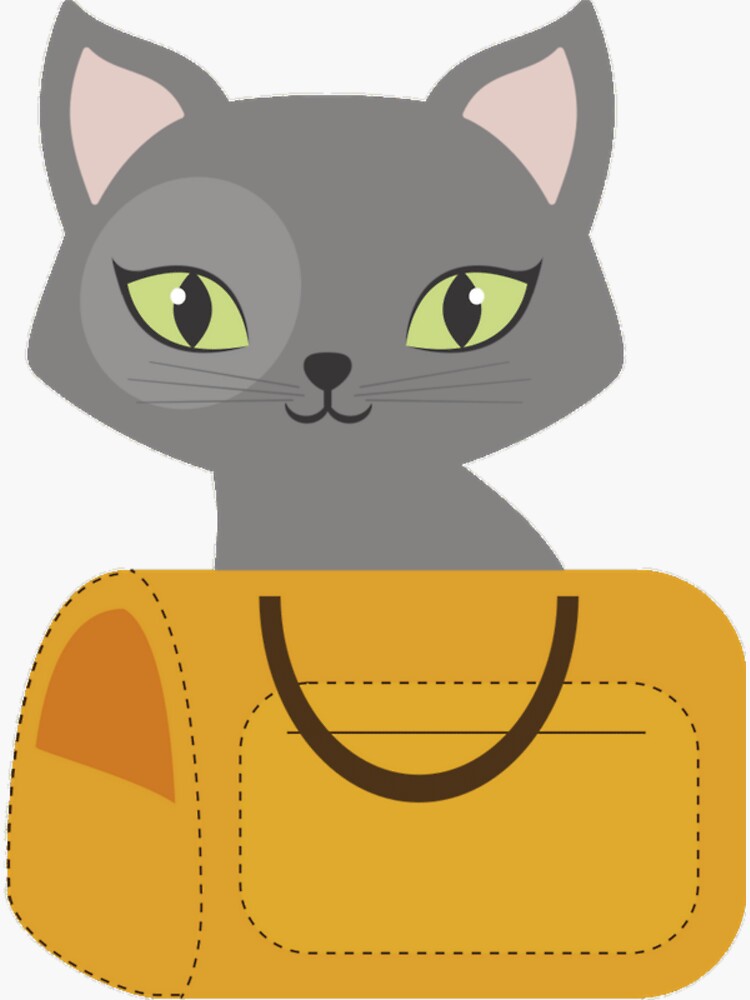 "Serious Cat In A Cat Carrier" Sticker for Sale by olagstar | Redbubble