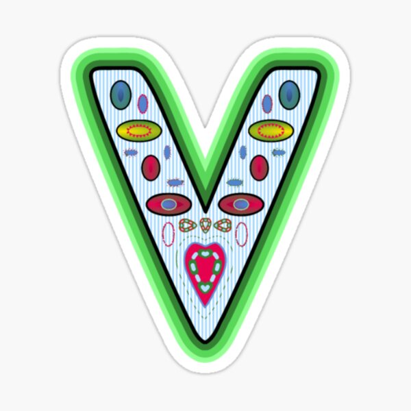 "Letter V Stripes Green Outline" Sticker for Sale by ChuMenaf | Redbubble