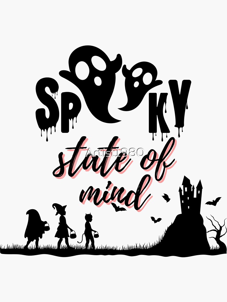 "Spooky state of mind " Sticker for Sale by Artist1980 | Redbubble
