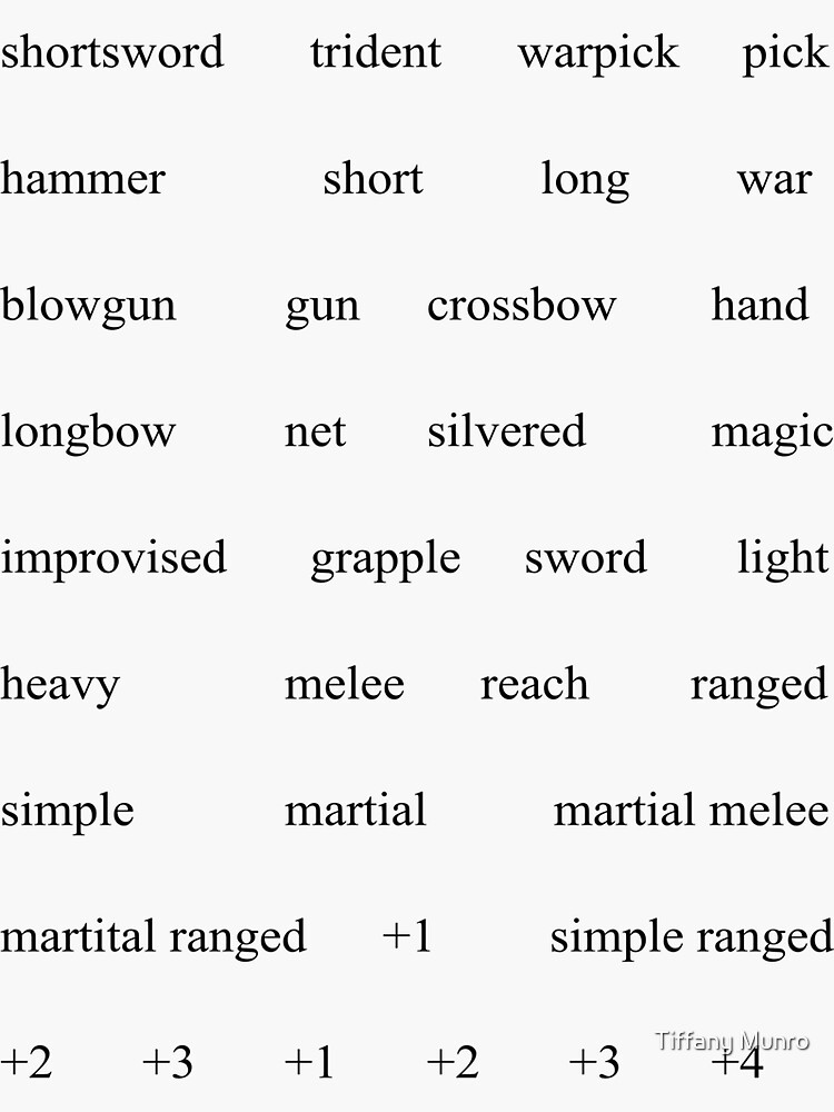 "36 Weapon Modifier Words Game Master Magnetic Fridge Poetry Stickers ...