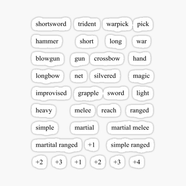 "36 Weapon Modifier Words Game Master Magnetic Fridge Poetry Stickers ...