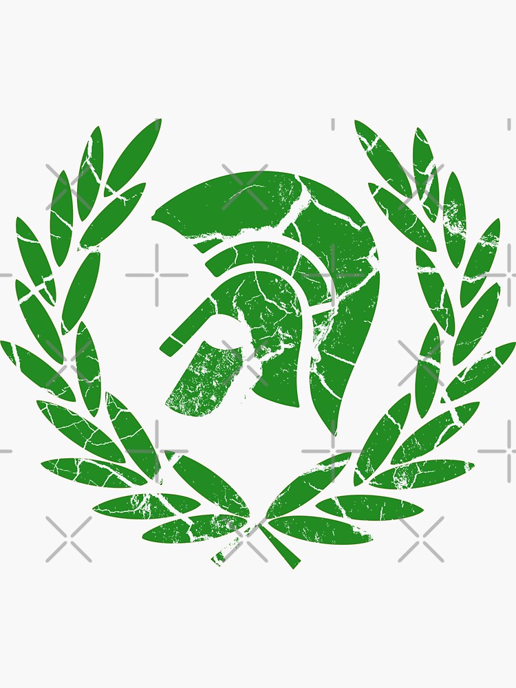 "Trojan Laurel--Green-Cracked" Sticker for Sale by SCHPiDAUU | Redbubble