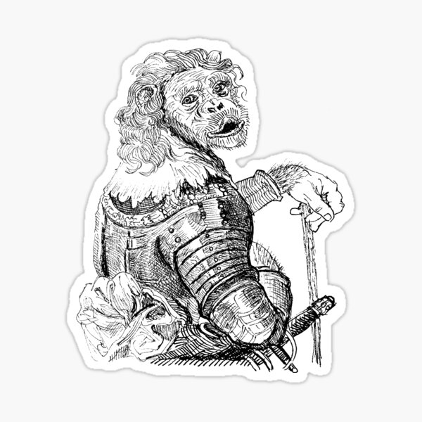 "Knight monkey " Sticker for Sale by SketchPrimitive | Redbubble