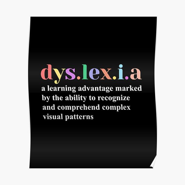 "Dyslexia Word Definition Awareness" Poster for Sale by HeeryMax ...