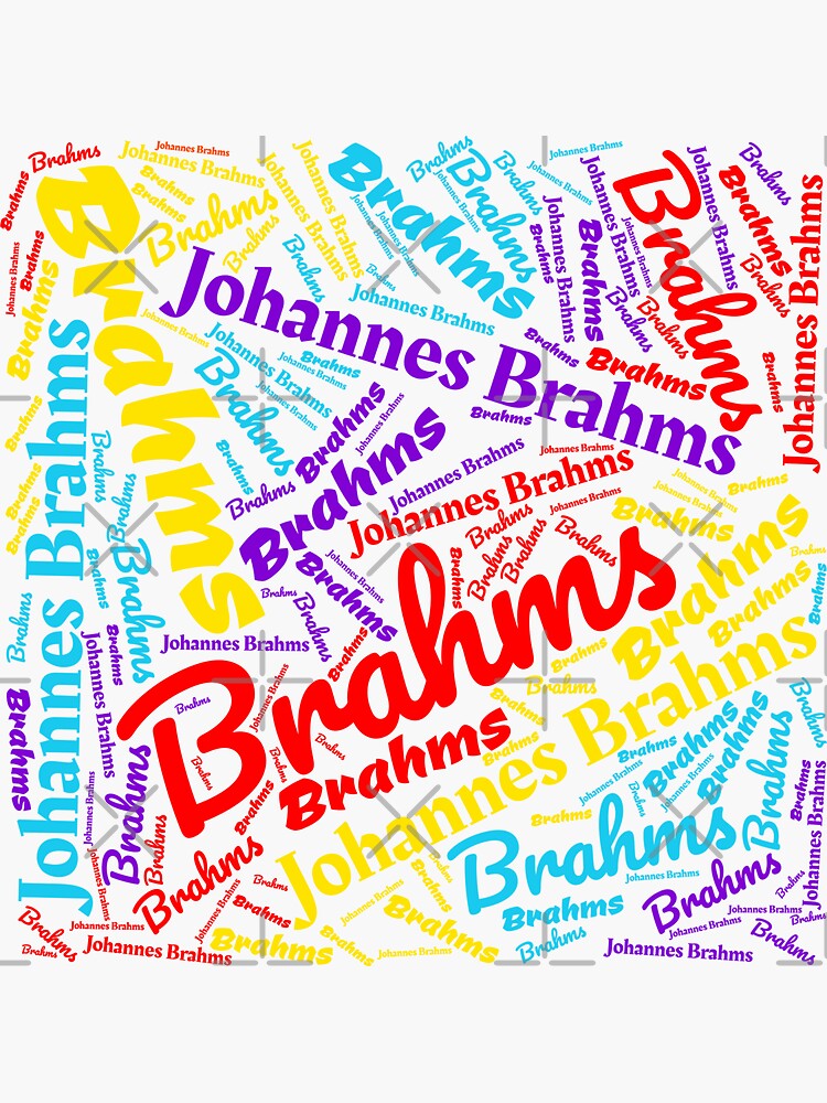 "Johannes Brahms Word Cloud" Sticker for Sale by Musicianst0re | Redbubble