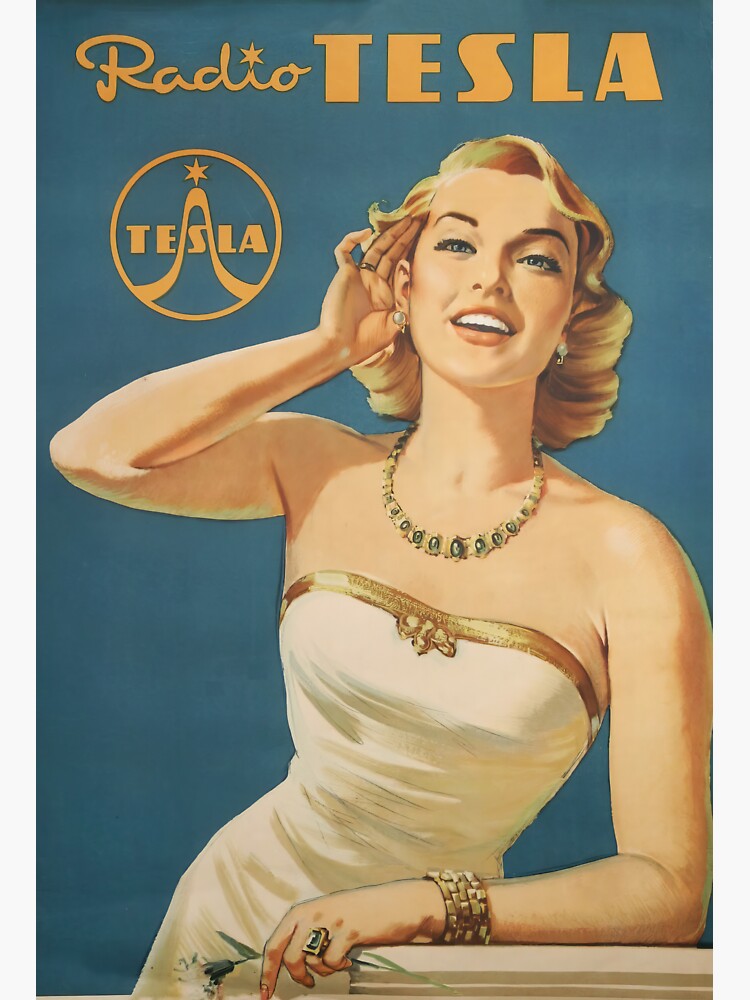 "Radio Tesla Vintage Radio Advertisement Poster" Sticker for Sale by ...