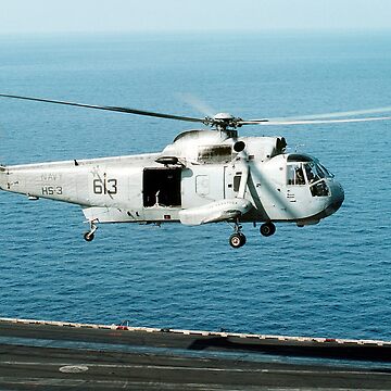 "STK105981M-An SH-3H Sea King helicopter prepares to land on USS ...