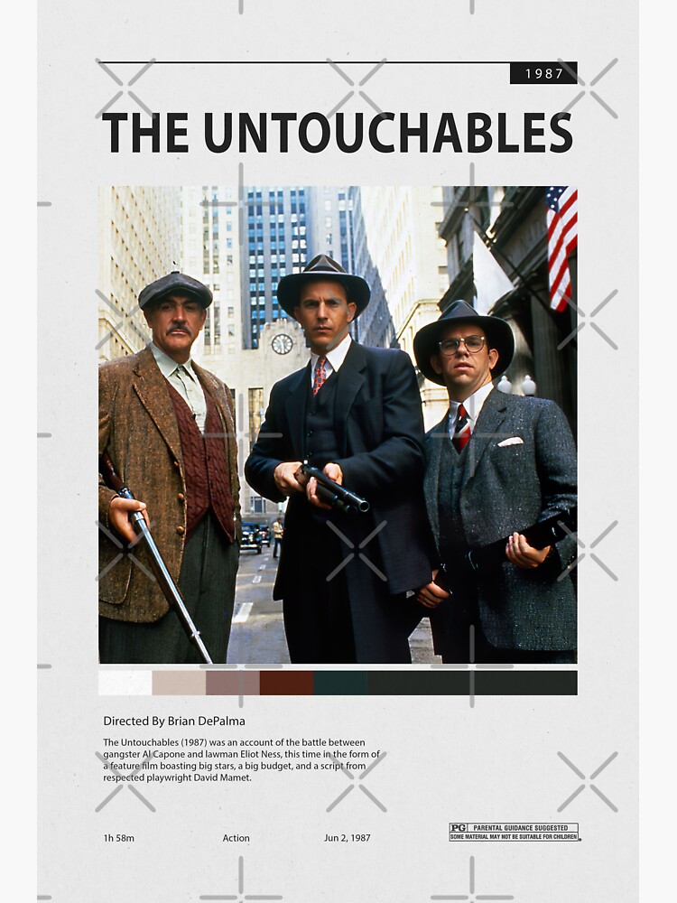 "The Untouchables movie poster 1987, action" Sticker for Sale by ...