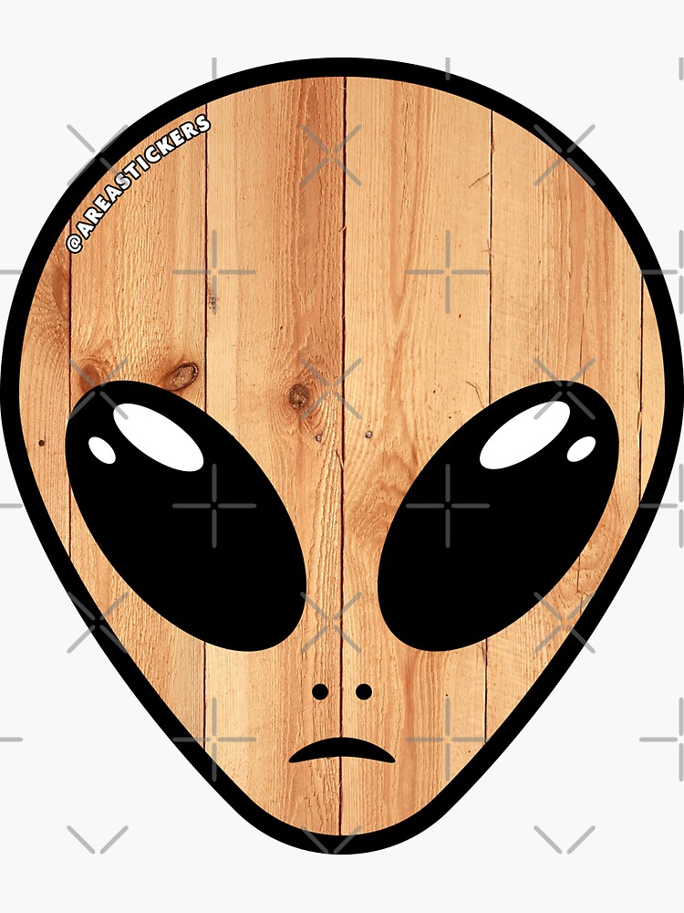 "Alien head - Wood skin" Sticker for Sale by AreaStickers | Redbubble