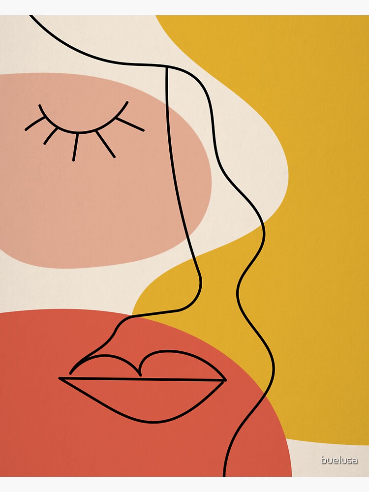 "Abstract Face Art | Minimalist Line Art Drawing" Sticker for Sale by ...