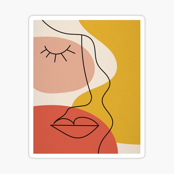 "Abstract Face Art | Minimalist Line Art Drawing" Sticker for Sale by ...