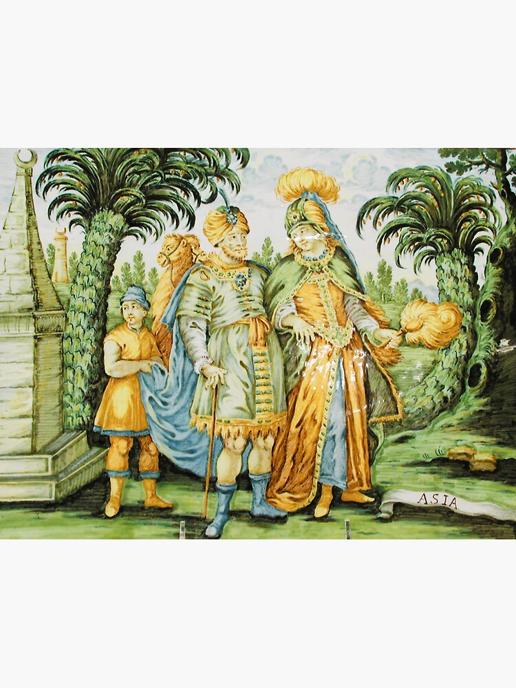 "Asia (part of a set) (19th century) Castelli" Sticker for Sale by Shop ...