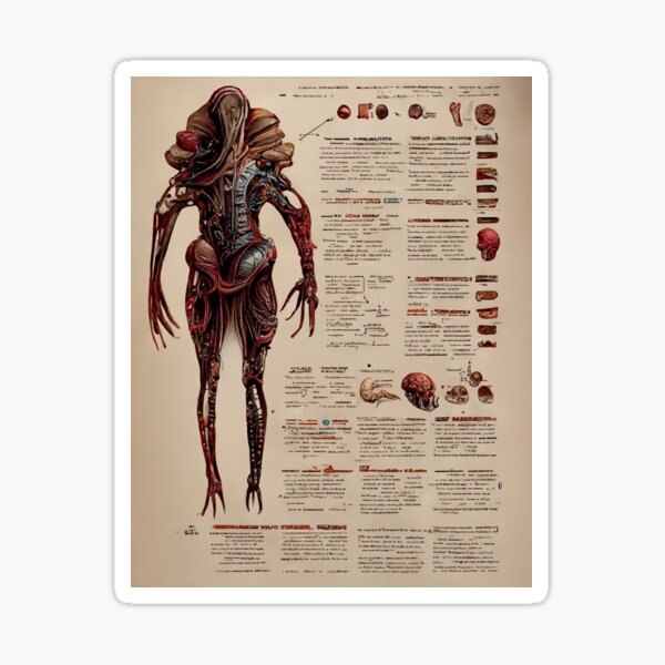 "Ai generated Alien anatomy study (1)" Sticker for Sale by robot ...