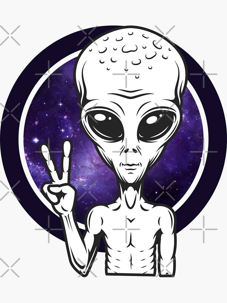 "peace sign alien," Sticker for Sale by Soofingscapes | Redbubble