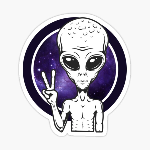 "peace sign alien," Sticker for Sale by Soofingscapes | Redbubble