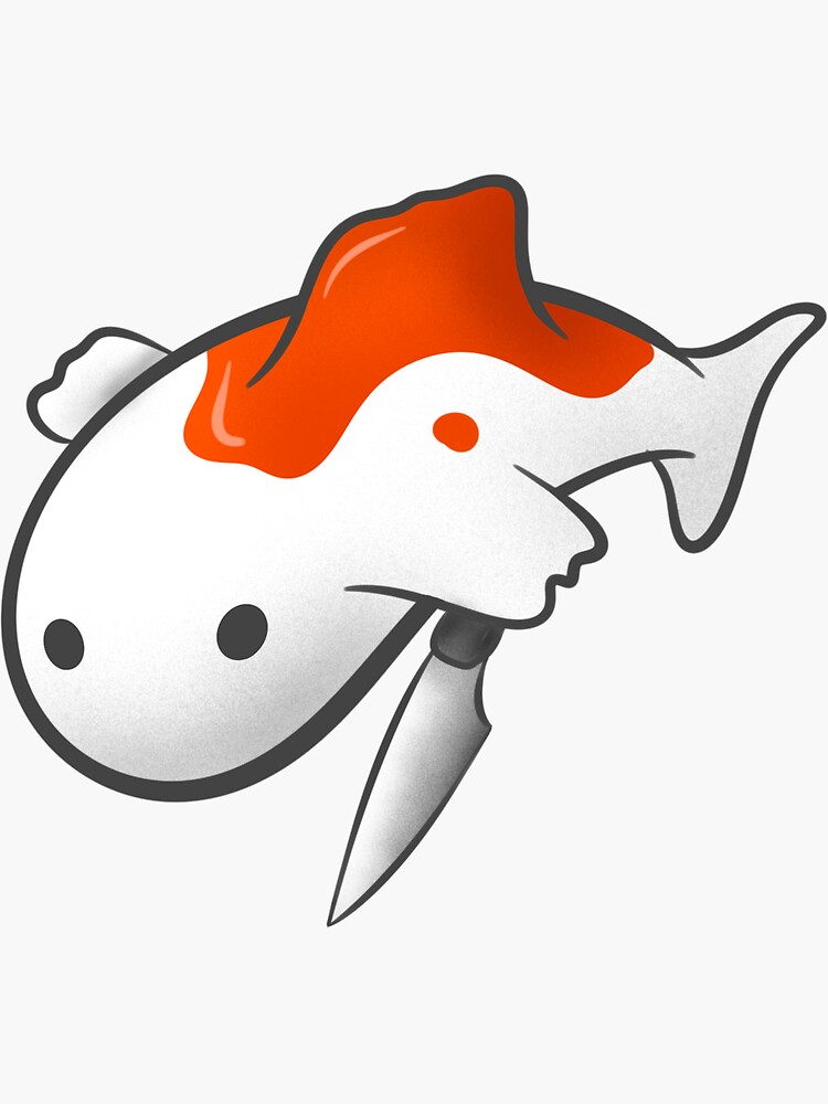 "Cute Fish Holding a Knife" Sticker for Sale by YokaiFujin | Redbubble