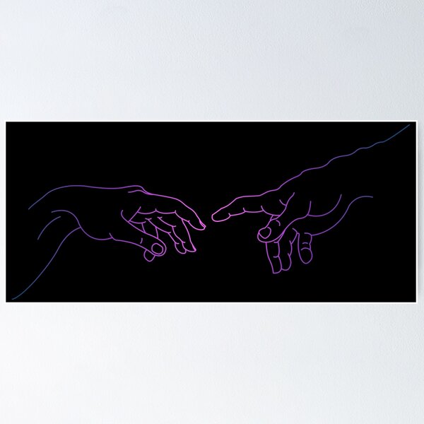 "The creation of Adam - Line art hands" Poster for Sale by ...