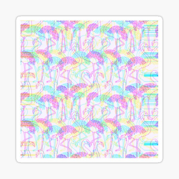 "Glitch Effect Flamingos" Sticker for Sale by TotallyRetroArt | Redbubble