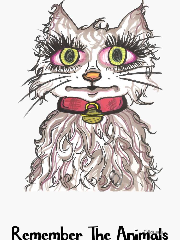 "Remember The Animals Cat " Sticker for Sale by Olloway | Redbubble