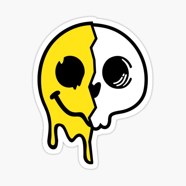 "Half Skull Half Melting Smiley Face" Sticker for Sale by SpiritStyle ...