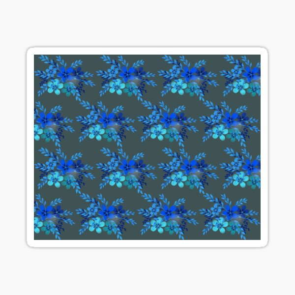 "Blue Flowers In The Grey Background" Sticker for Sale by DarrenZhanen ...