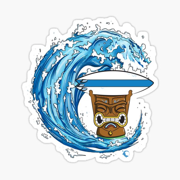 "Tiki Wave Surf" Sticker for Sale by Moo-SB | Redbubble