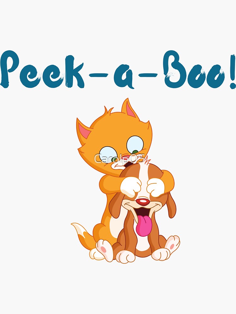 "Cat and Dog | Peek A Boo" Sticker for Sale by Carolp05 | Redbubble